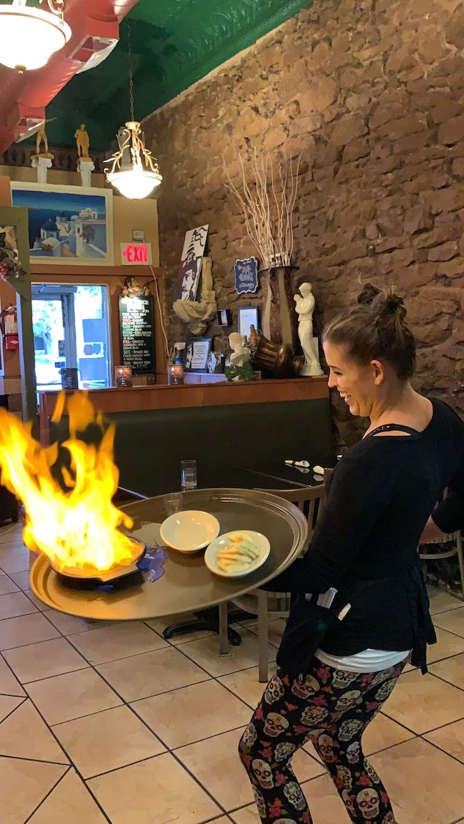 Flaming Greek Cheese Food